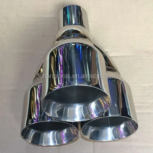 Stainless Steel Universal Triple Outlets Exhaust Muffler Exhaust Tip ...