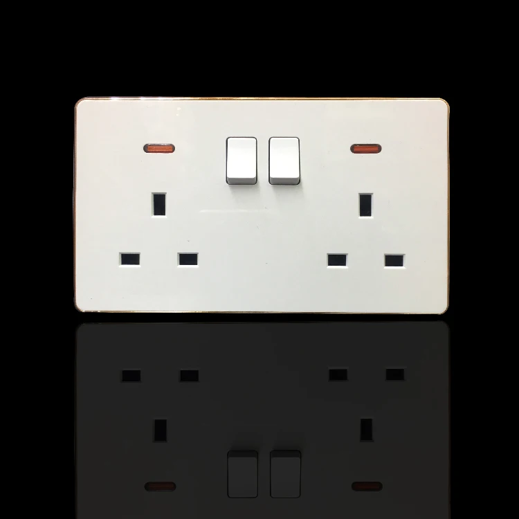 3 Pin 2 Gang Socket Switch European Standard Double Uk 13a Wall Sockets ...