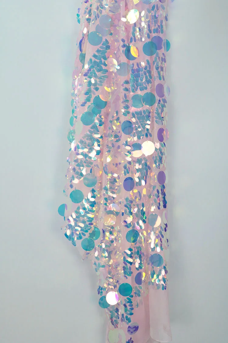 Nanyee Textile Pastel Iridescent Translucent Multi-Size Sequin Fabric