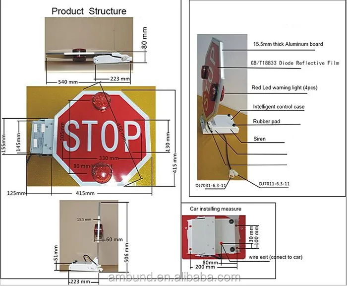 TS-A83-001 School Bus Stop Sign, View School bus stop arm/signal ...