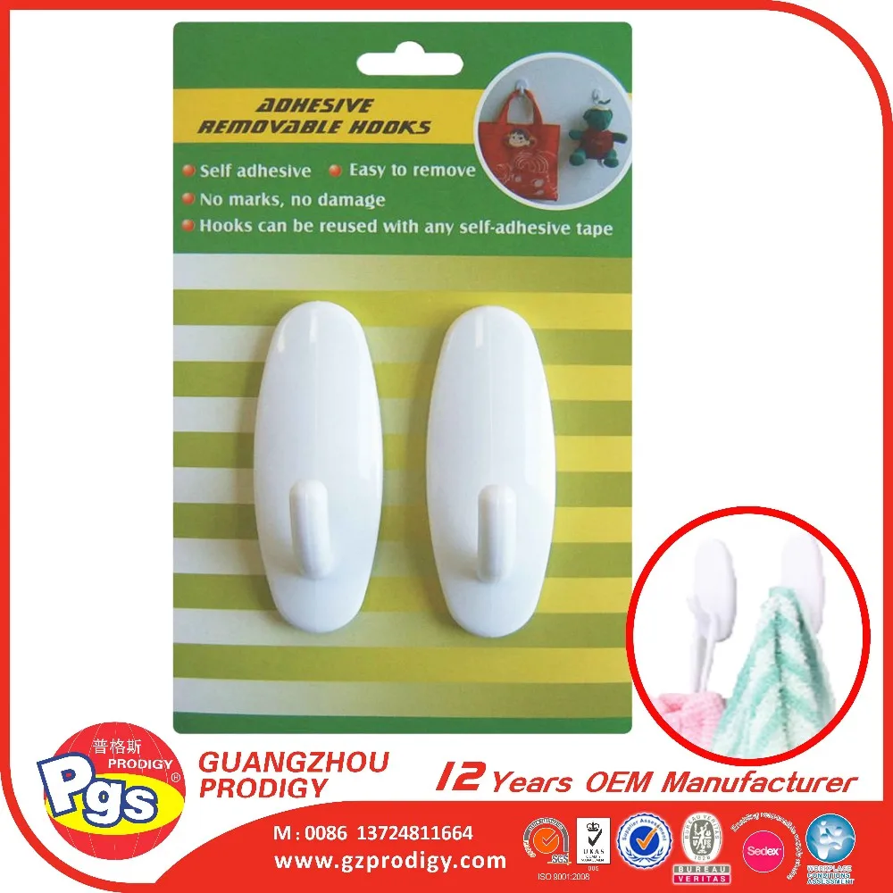 Heavy Duty Removable Wall Plastic Self Adhesive Hook - Buy Adhesive ...