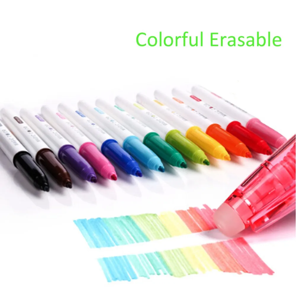 Hot Selling Colors Erasable Marker Pens- 12 Color Set Erasable Gel Ink ...