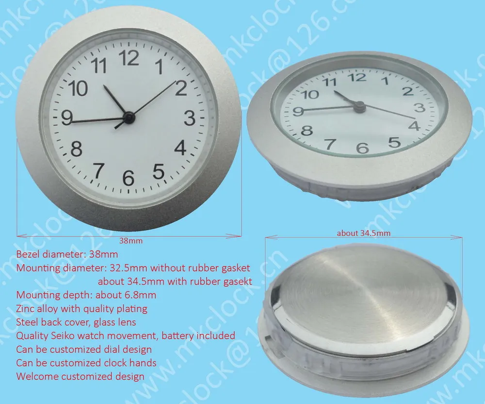 38mm Clock Insert Clock Fit-up Metal Clock Insert Watch Insert Souvenir ...