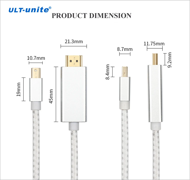 Braided Thunderbolt Port Compatible Mini Dp Mini Display Port To Hdmi ...