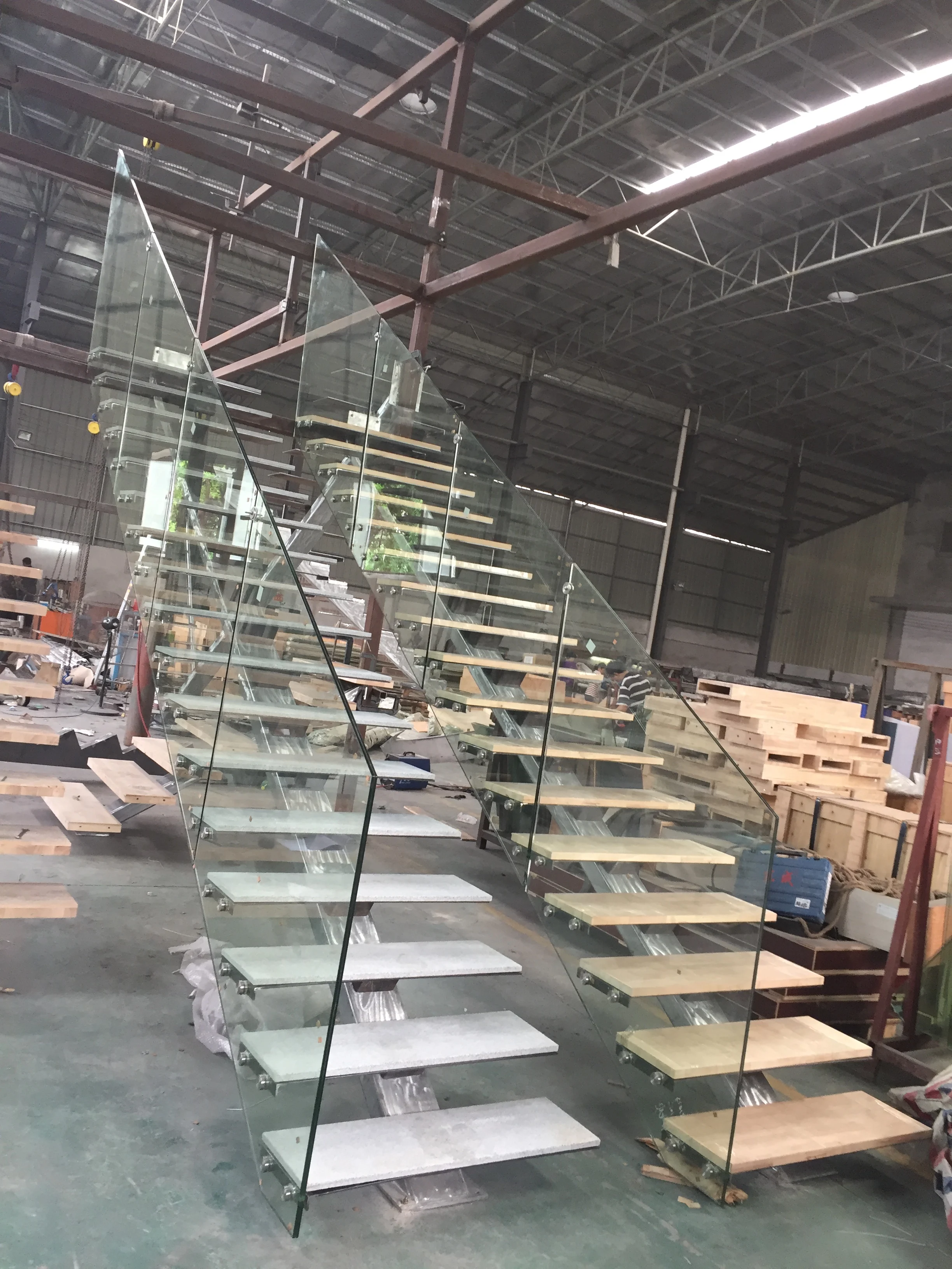 Diy Stairs Steel Mono Stringer With Wood Treads And Glass Raling From ...