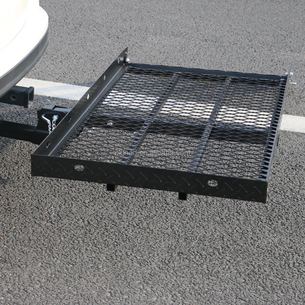 Hitch Mounted Steel Cargo Carrier with Ramp - 500 LB Capacity