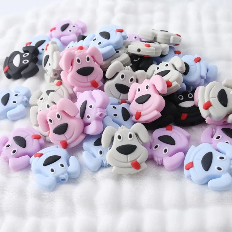 Pug Dog Animal Shaped Silicone Beads Nursing Accessories Soft Toys Baby ...