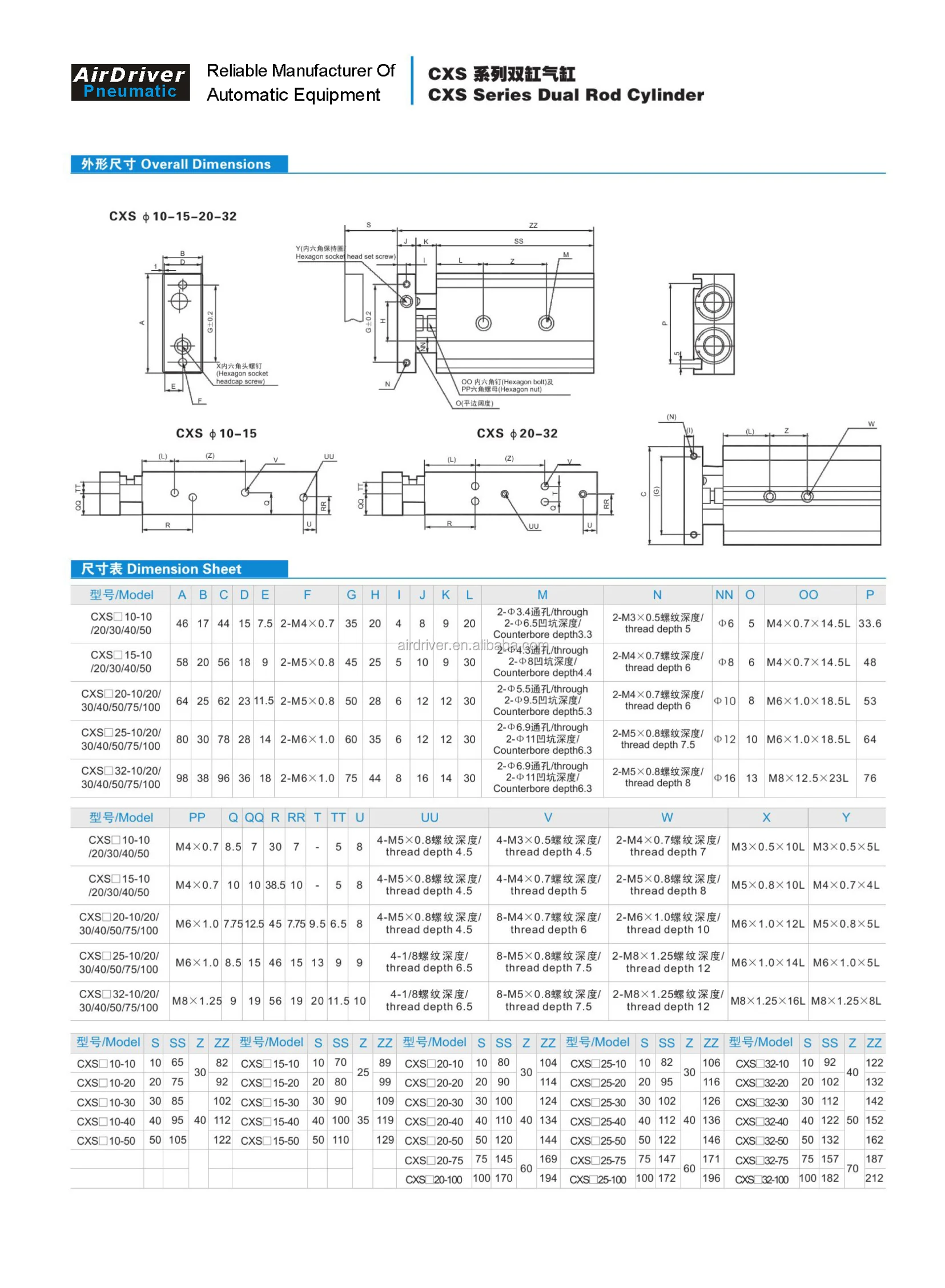 Pneumatische Cilinder SMC Standard Good Seal Ring CXSM Series
