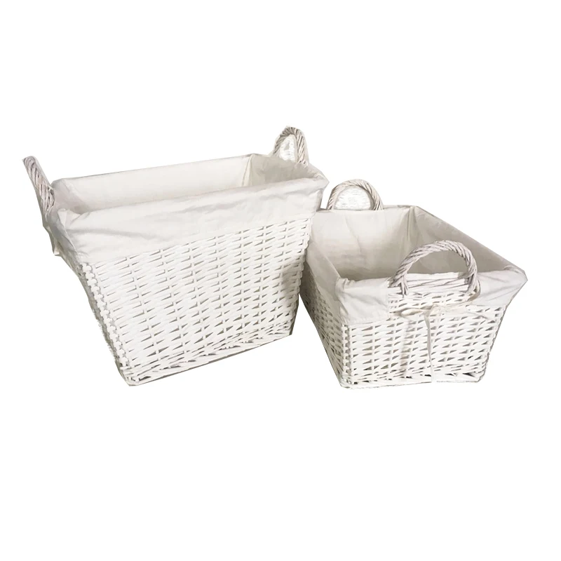 White Wicker Storage Basket - Perfect for Organizing Toys