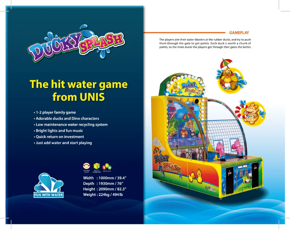 Unis Ducky Splash Popular Coin Operated Children Water Shooting Games ...