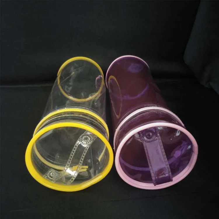 Wholesale Round Shape Pvc Cylinder Bag With Zipper And Handle For Gift ...
