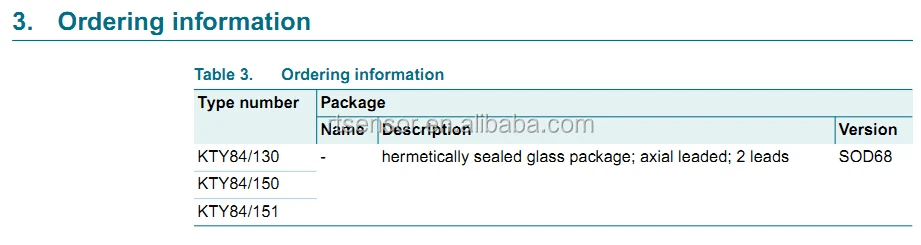 Semiconductors Linear Ptc Thermistor Silicon Kty84/130 Temperature ...