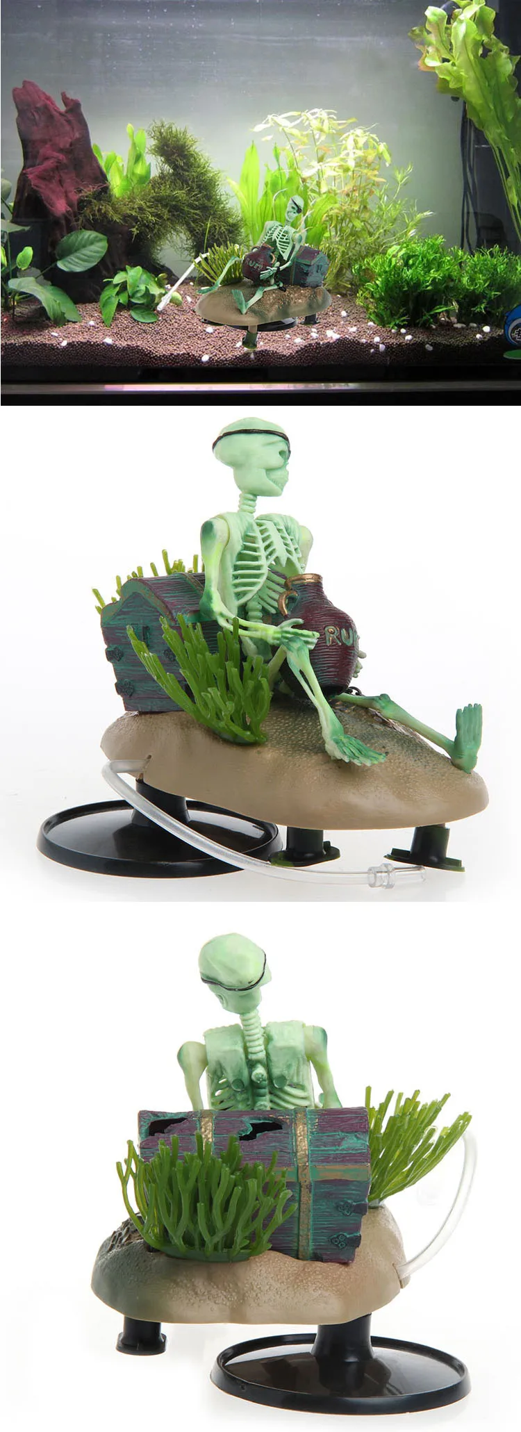 Drunk Skeleton Fish Tank Ornament Aquarium Air-operated Landscape ...