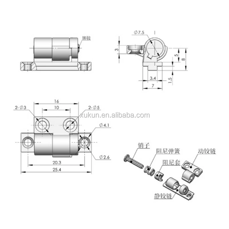 Miniature Drag Limit Hinge With Damping Positioning Stop 90 Degree ...