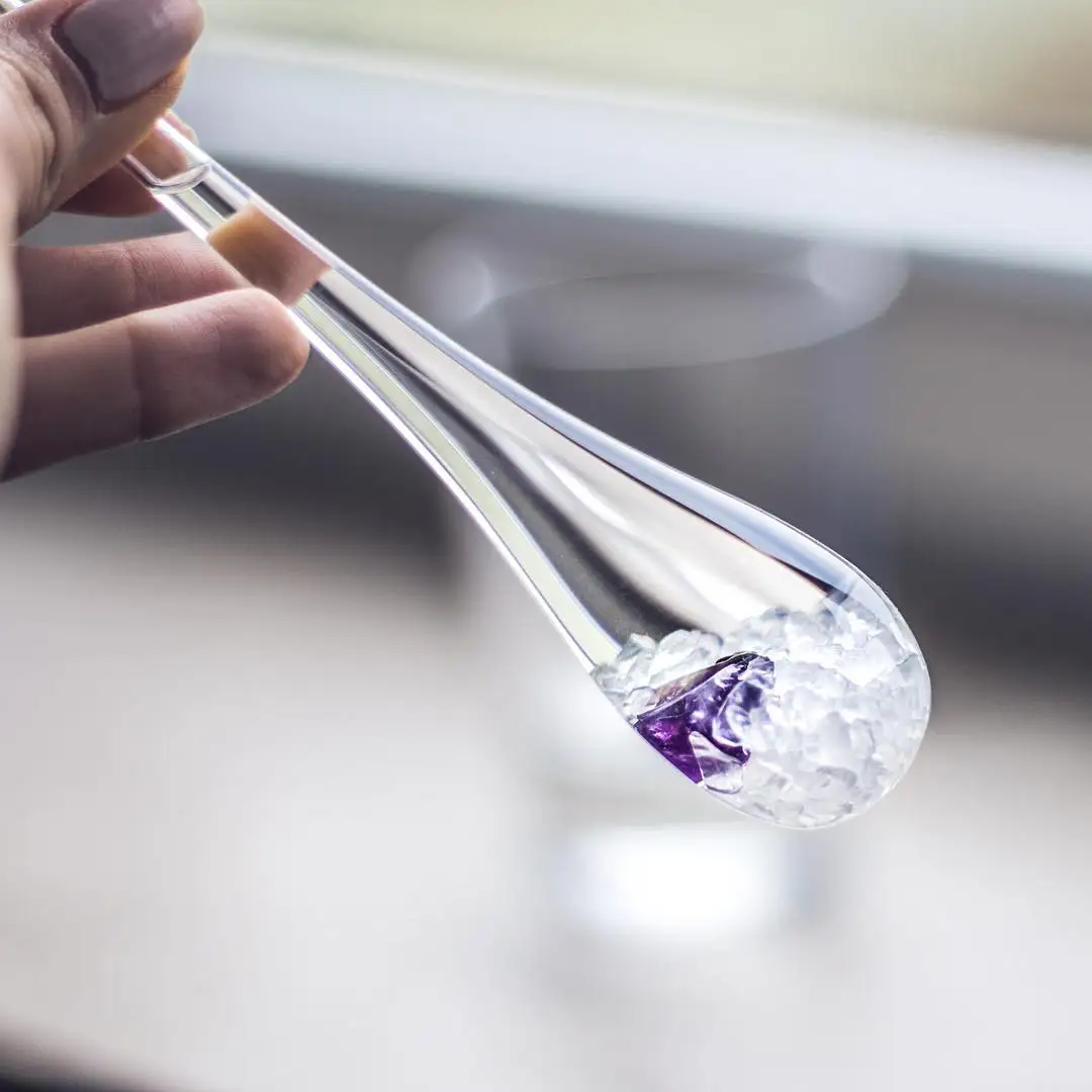 Natural Gemstone Decorated Cocktail Drink Borosilicate Glass Crystal ...