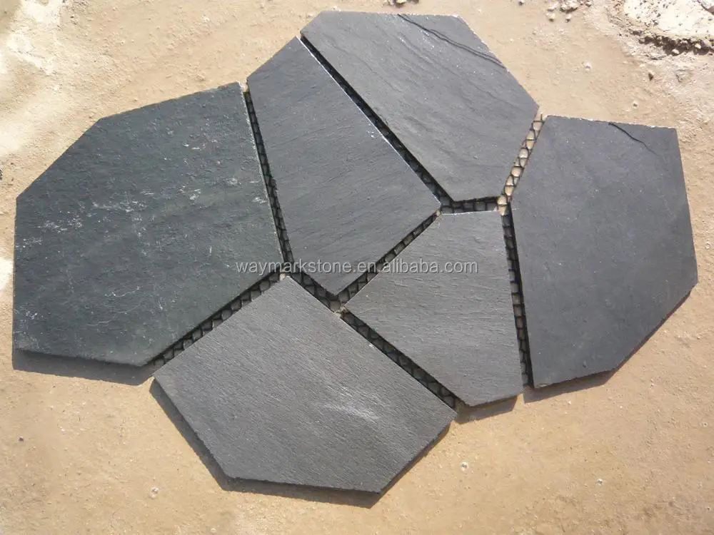 Natural Black Slate Stone Flagstone Paving Tiles Flooring Stone Paver ...
