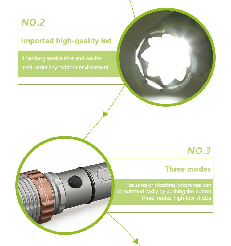 Outdoor Ultra Bright Waterproof 1000lm T6 Torch Zoomable Adjustable ...