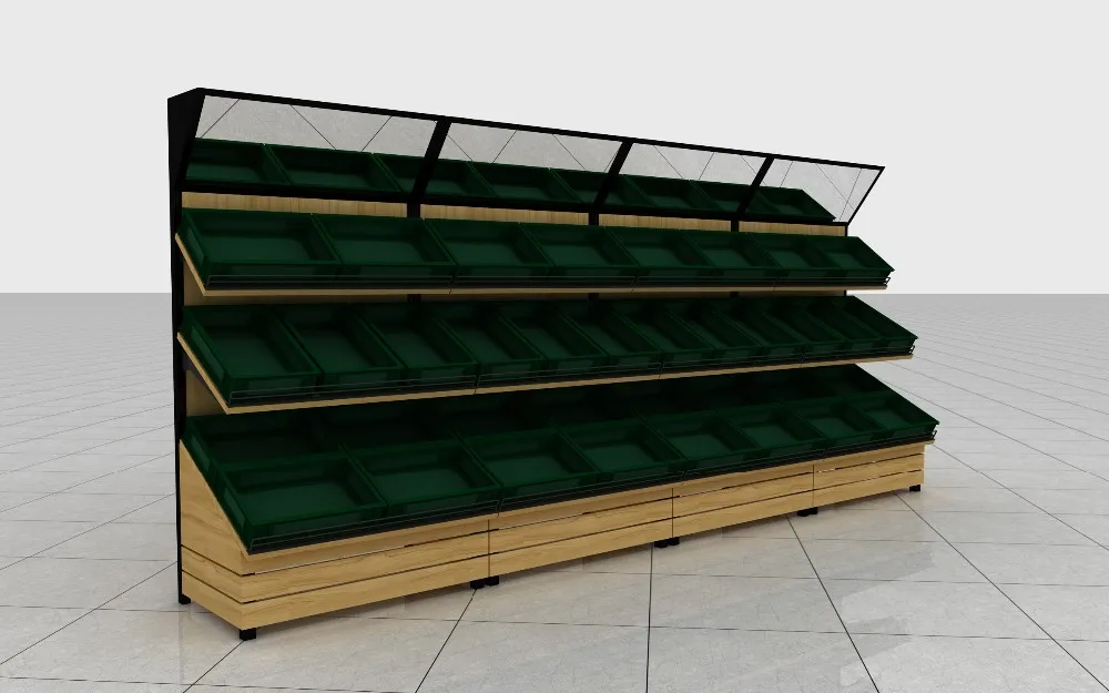 Customized Supermarket Fruit /produce Display Shelf / Shelves With ...
