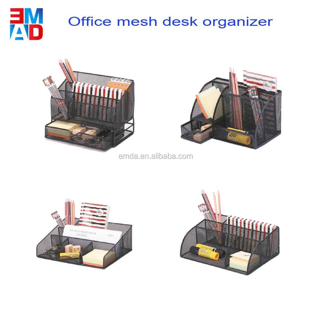 6 Compartments Storage Metal Mesh Desktop Organizer
