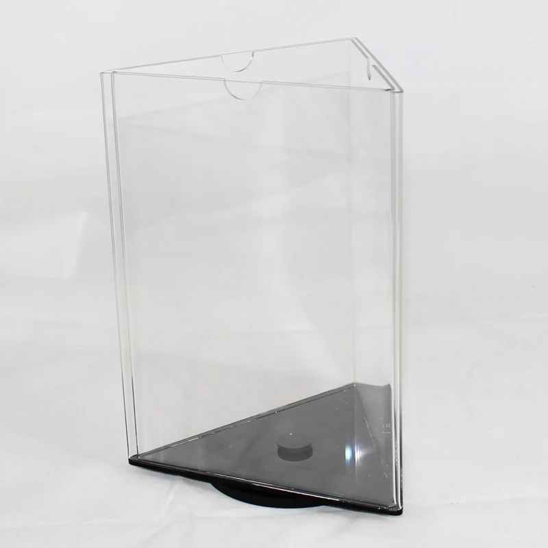 Transparent Acrylic Triangle Card Holder - 3 Sides Sign Display