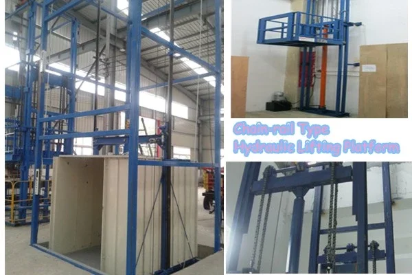 500kg Fixed Vertical Guide Rail Elevators Hydraulic Warehouse 100kg ...
