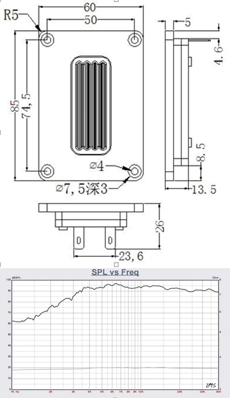 RT7040 Ribbon Tweeter - 4ohm 30W Neodymium Speaker for Home Theater
