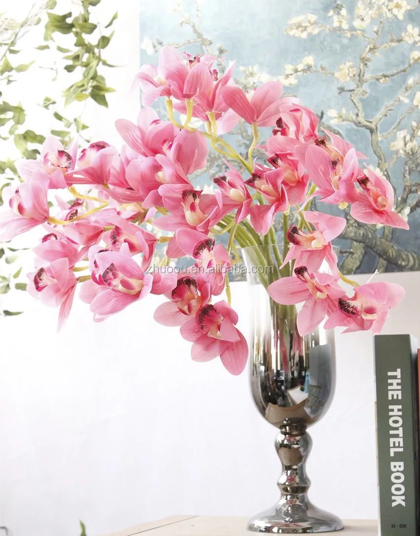 5 Head Flowers Fake Orchids Artificial Latex Cymbidium Orchids For Sale ...