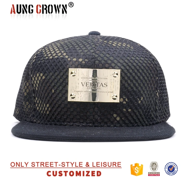 Custom Design Made Metal Plate Snapback Flat Brim Hats And Caps No ...