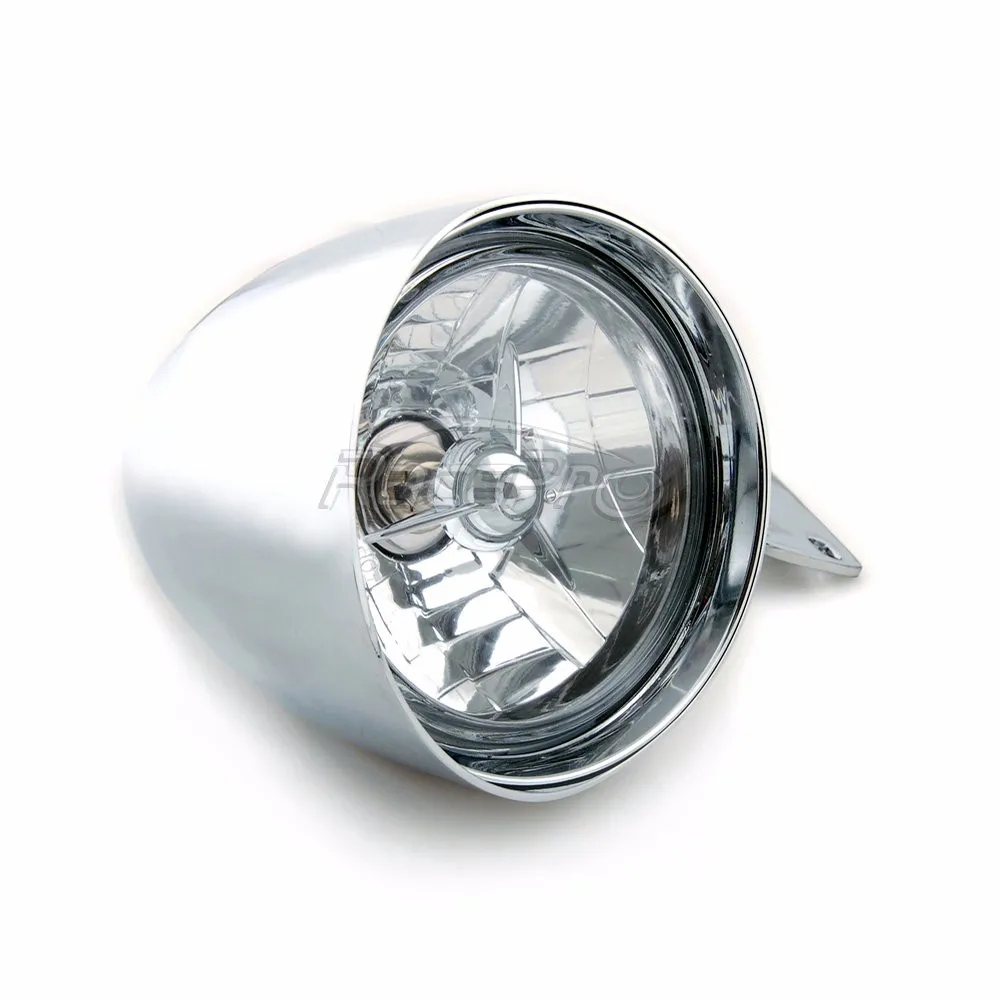 Racepro Bullet Style Headlight Housing Chrome Motorcycle Universal ...