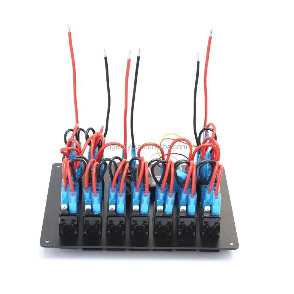 10 Gang Boat Marine Rocker Switch Panel Digital Current Voltage Meter ...