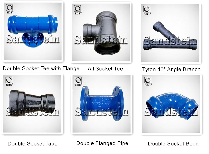 Ductile Iron Double Socket Level Invert Tee with Flange