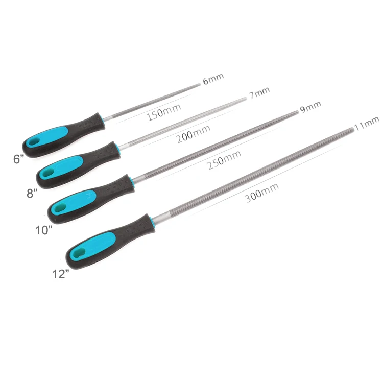 Custom color rubber handle High carbon steel files size 6 8 10 12 inch ...