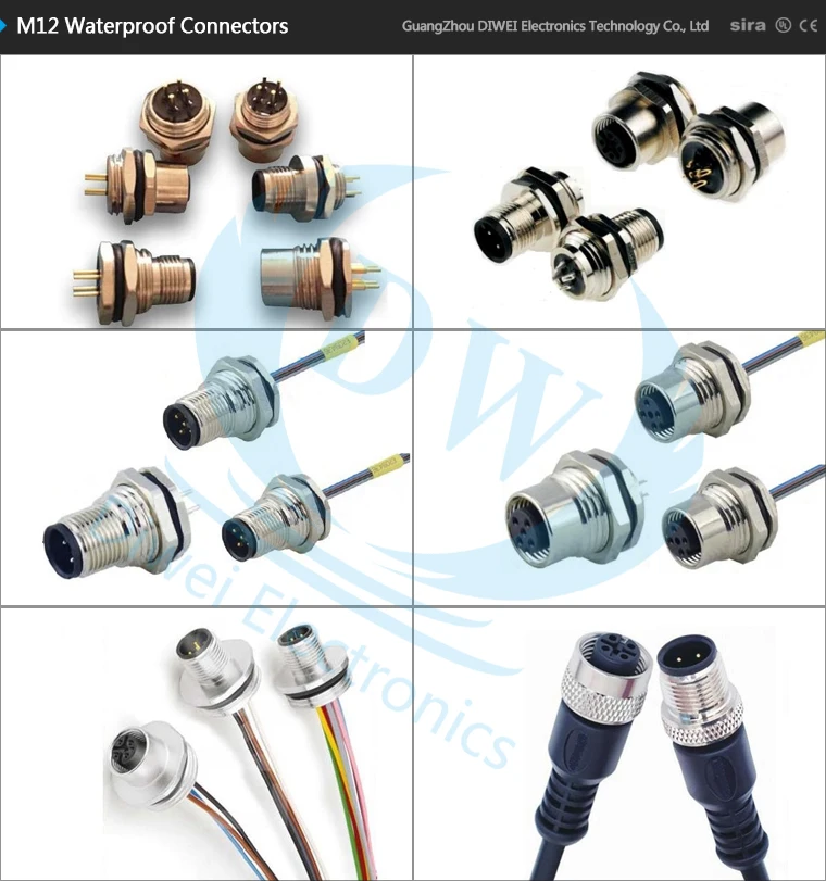 A B C D Coding Available M12 Molded Cable Straight Shielded 3 Pin 8 Pin ...