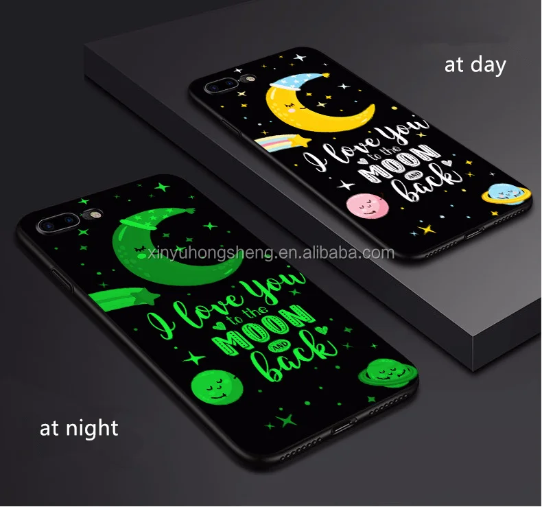 Hot Selling 3D embossed luminous cell phone case with glow in the dark mobile phone case for ...