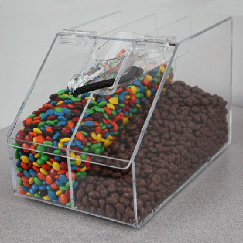 Acrylic Divided Coffee Bean/ Candy/ Sweet Bin Dispenser With Scoop ...