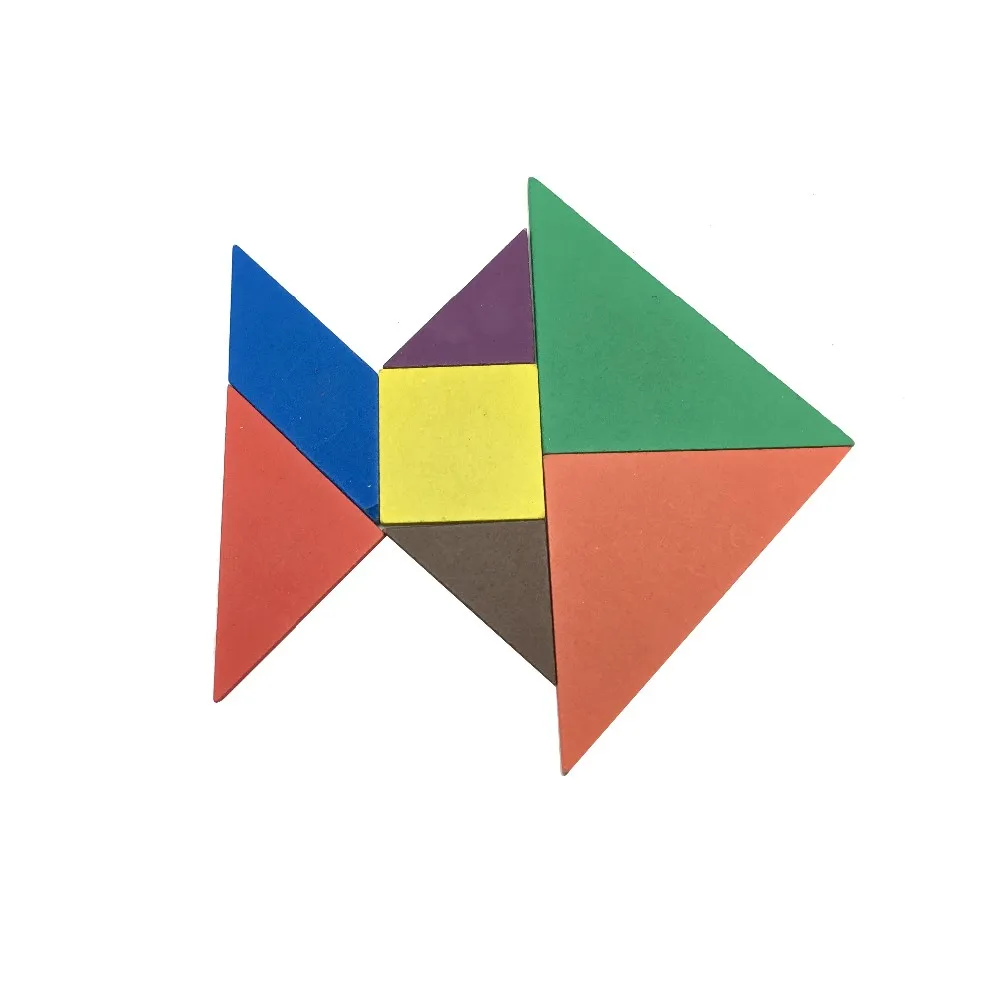 Colorful Educational Toy Wood Tangram Puzzle 7 Pieces Puzzle In Tin Box