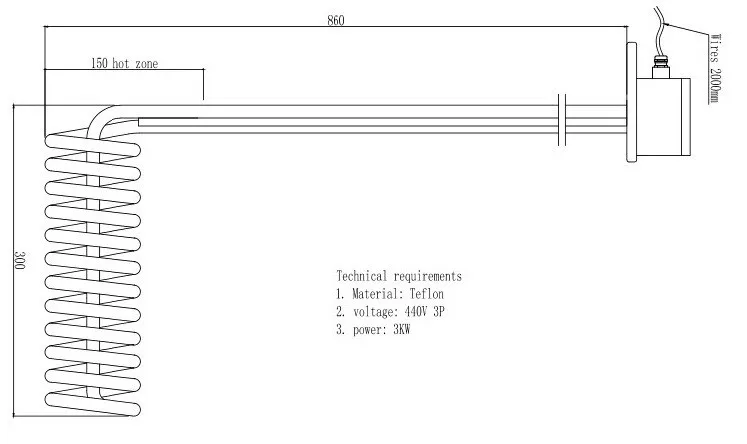 Industrial Chemical L Shape Ptfe Immersion Heater - Buy Industrial ...