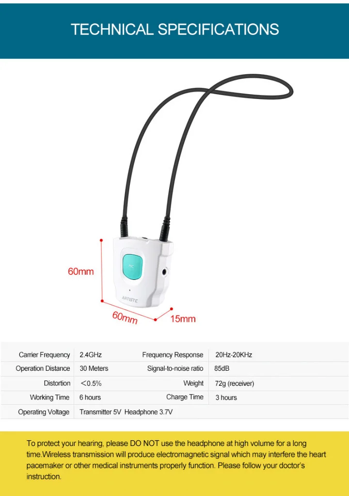 2.4ghz Digital Wireless Induction NECK-LOOP Hearing Aid