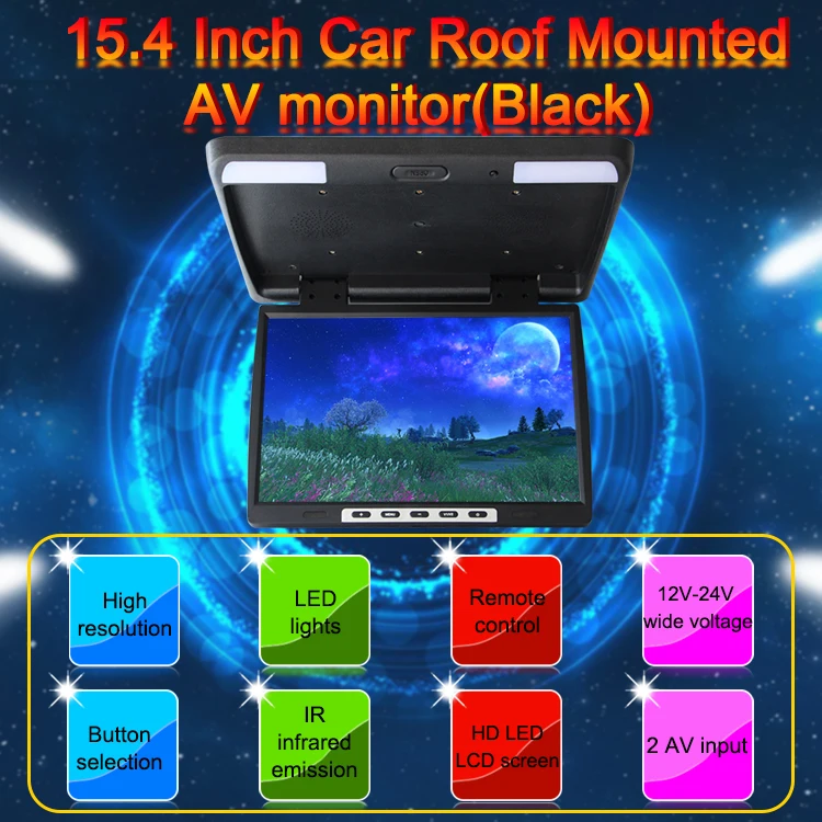 Monitor Atap Mobil Lcd,15.4 Inci Hd Tft 16:9 Flip Down Lcd Langit ...