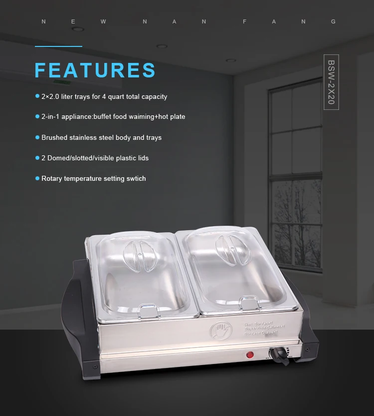 Tray Warmer - Professional 2 Warming Tray Removable Inserts