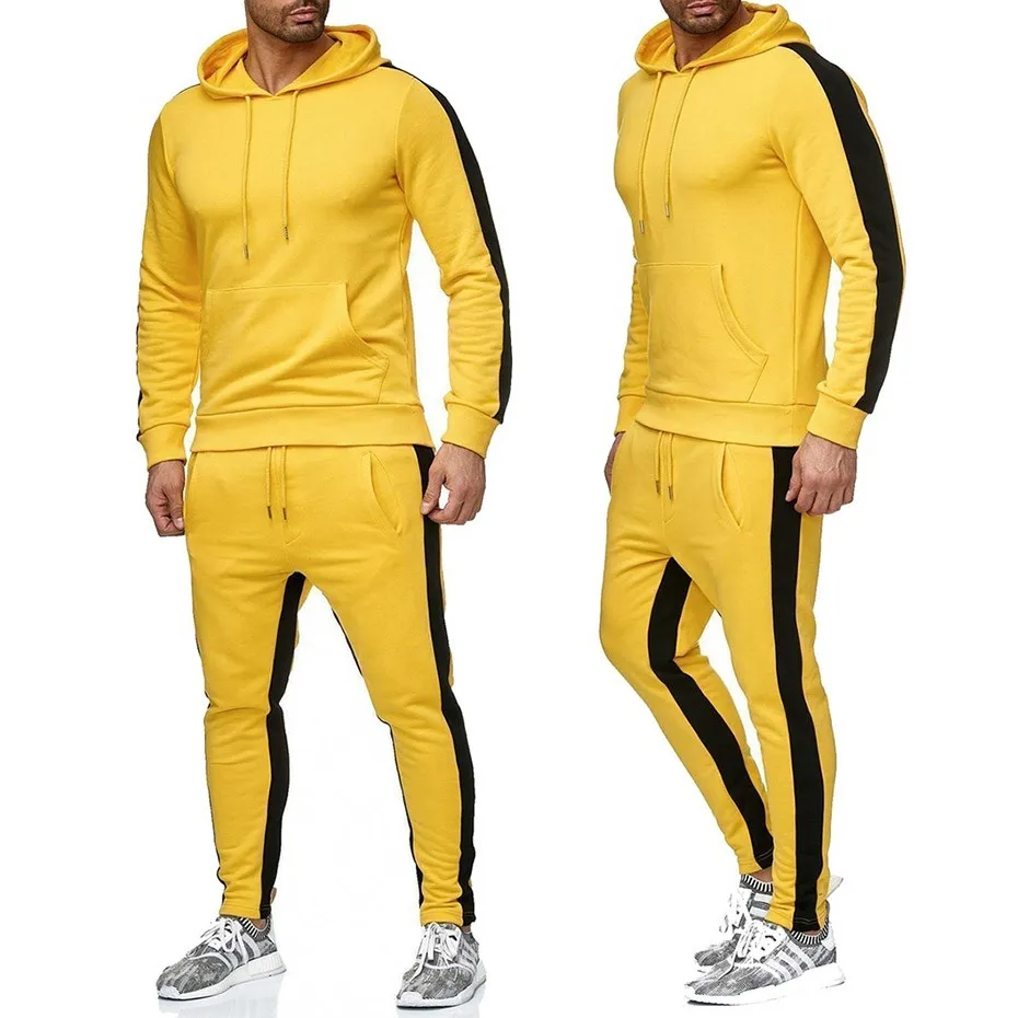 2019 Hot Sale Men Sweat Suit Set Gyms Bodybuilding Workout Clothing Two ...