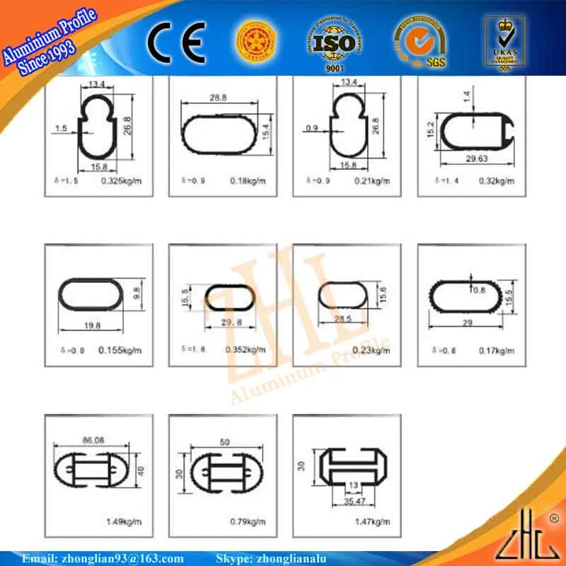 Different Types Of Aluminium Oval Tube,6060 6061 6063 Aluminum Profile ...