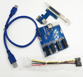 New Blue Pcie 1 To 4 Pci Express 1x Slots Riser Card Mini Itx To ...