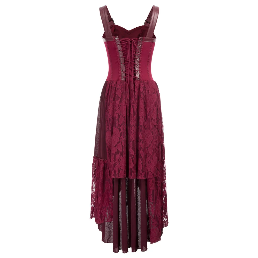 BP000579 Vintage Punk Bohemian Style Victorian Lace-up Back Dress