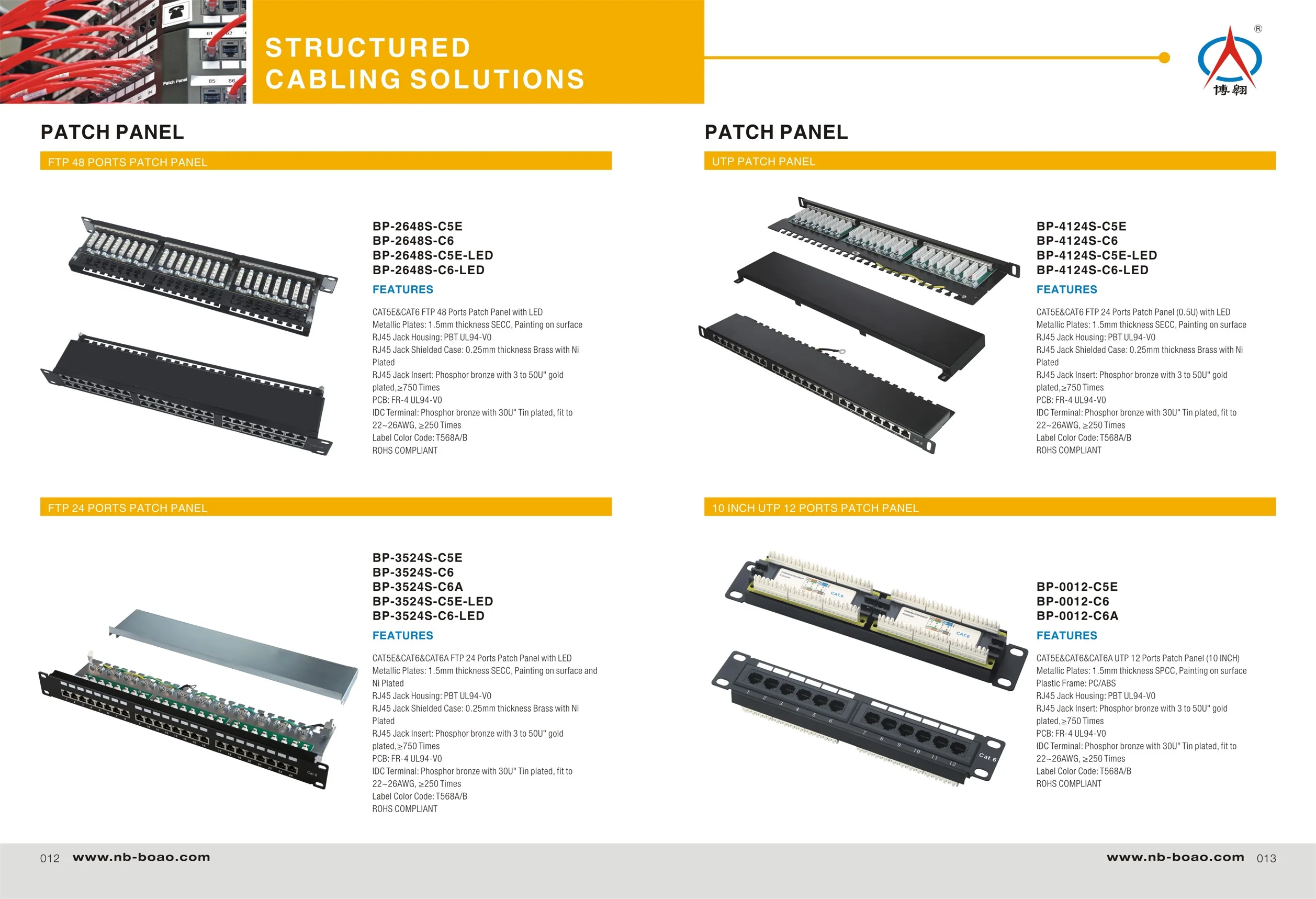 10 Inch Utp 12 Ports Patch Panel Cat5e Cat6 Cat6a Utp 12 Ports Patch ...