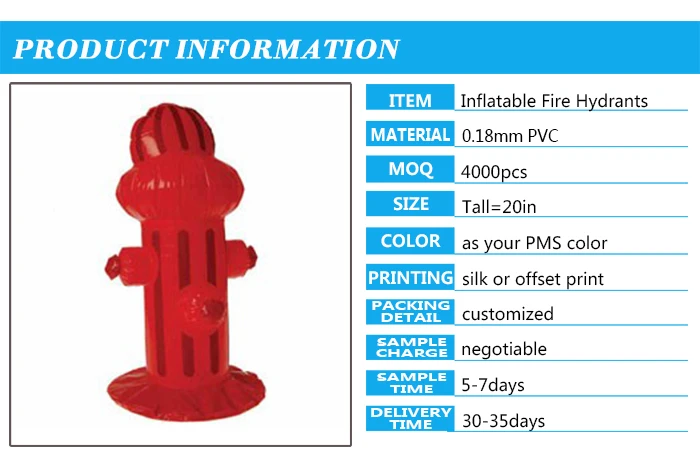 Customized Giant Pvc Inflatable Fire Hydrants Advertising Vinyl ...