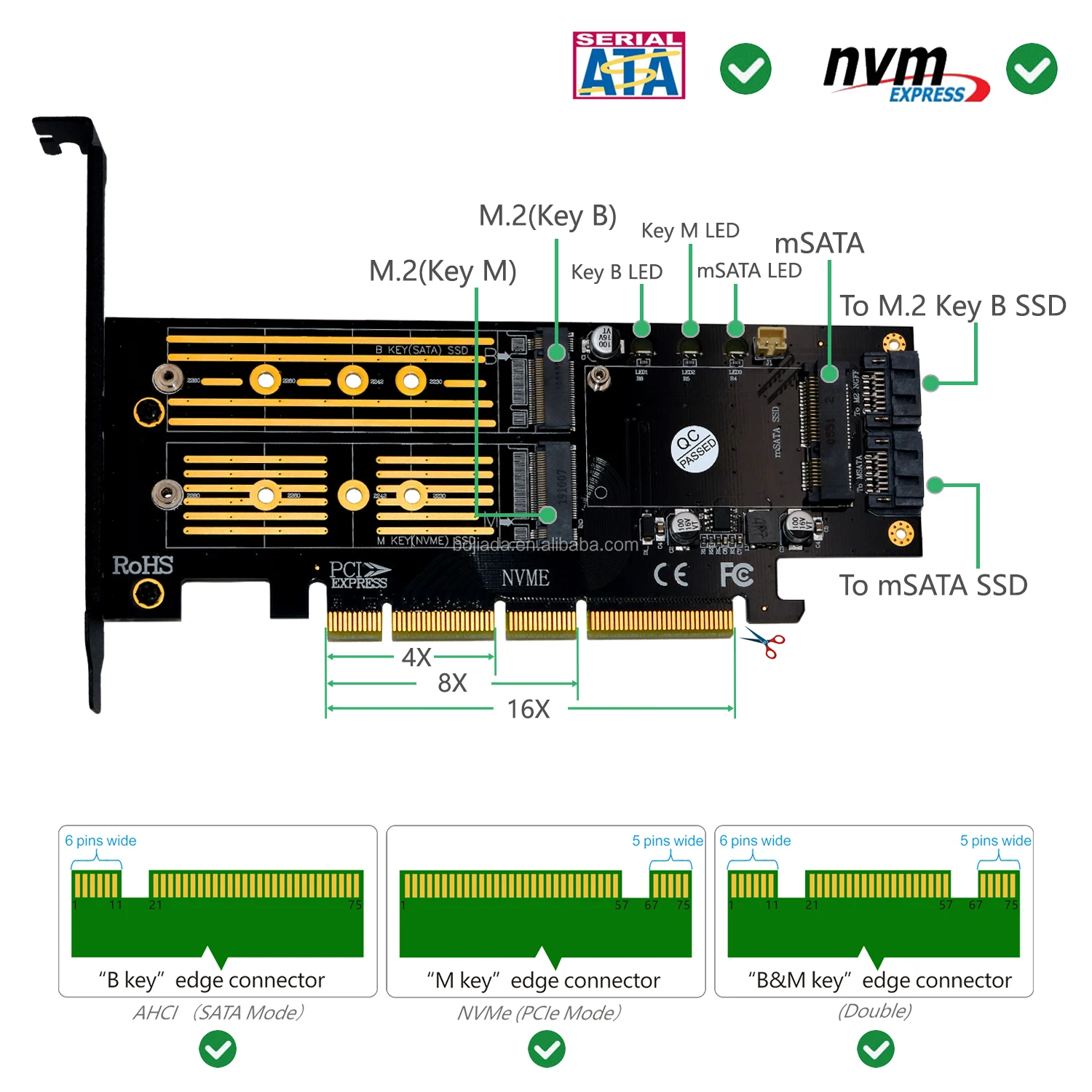 M 2 M2 Ngff Nvme m key And Sata b key Msata Ssd Adapter Pci e Pcie M 2 M2 Ngff Nvme m key And Sata b key Msata Ssd Adapter Pci e Pcie