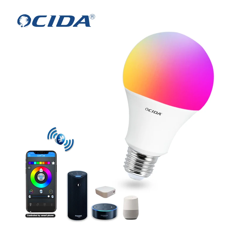 Colourful Mobile Phone Control Smart Rgb Blue Tooth Lamp Bulb 9w E27 ...
