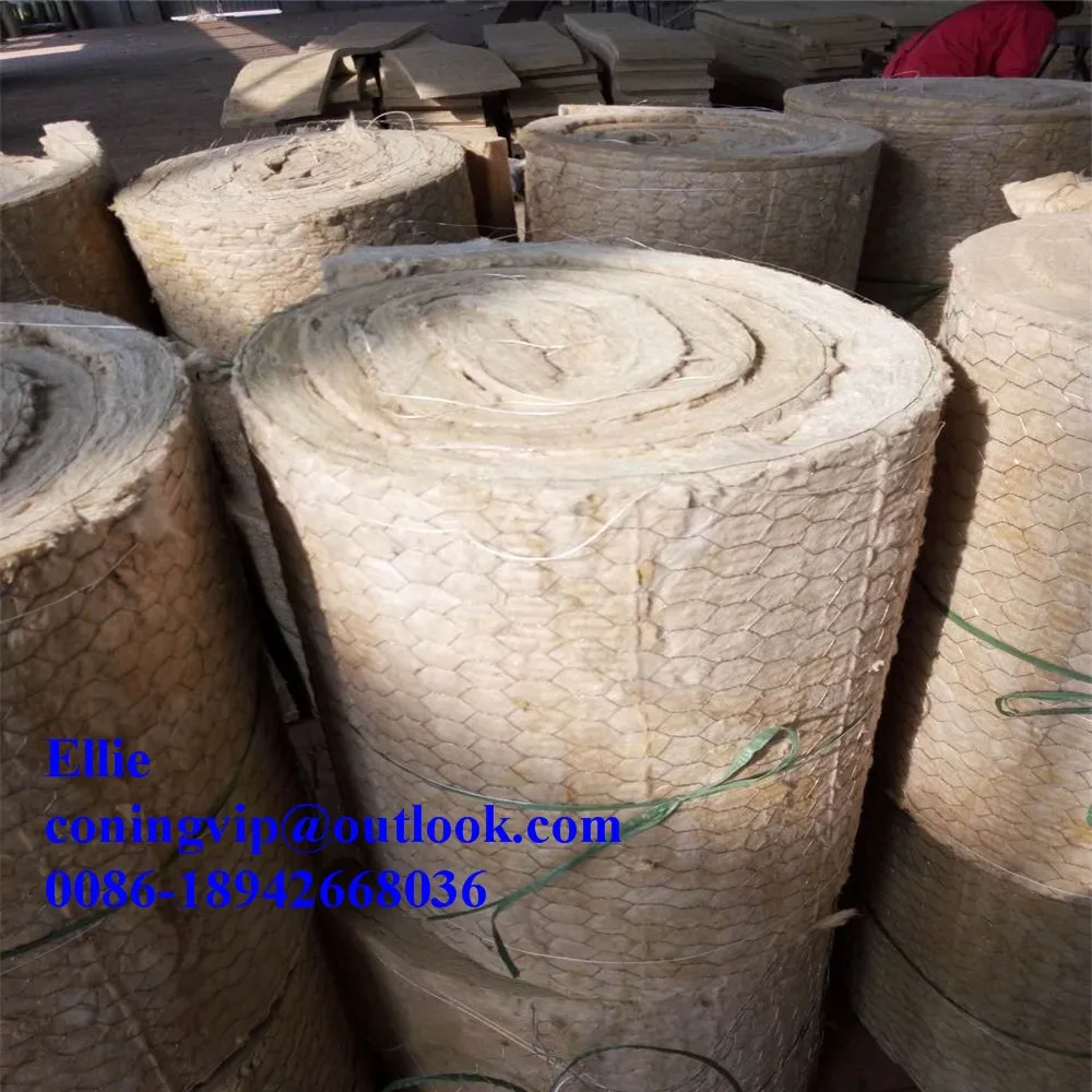 80kg/m3 50mm Rock Wool Blanket With Gs Wire Mesh For Power Plant ...