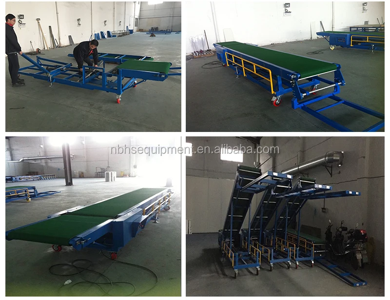 Incline Industrial Adjustable Belt Conveyor - Container Loading Ramp Used